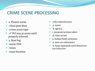 Crime Scene Processing Ol | PPTX