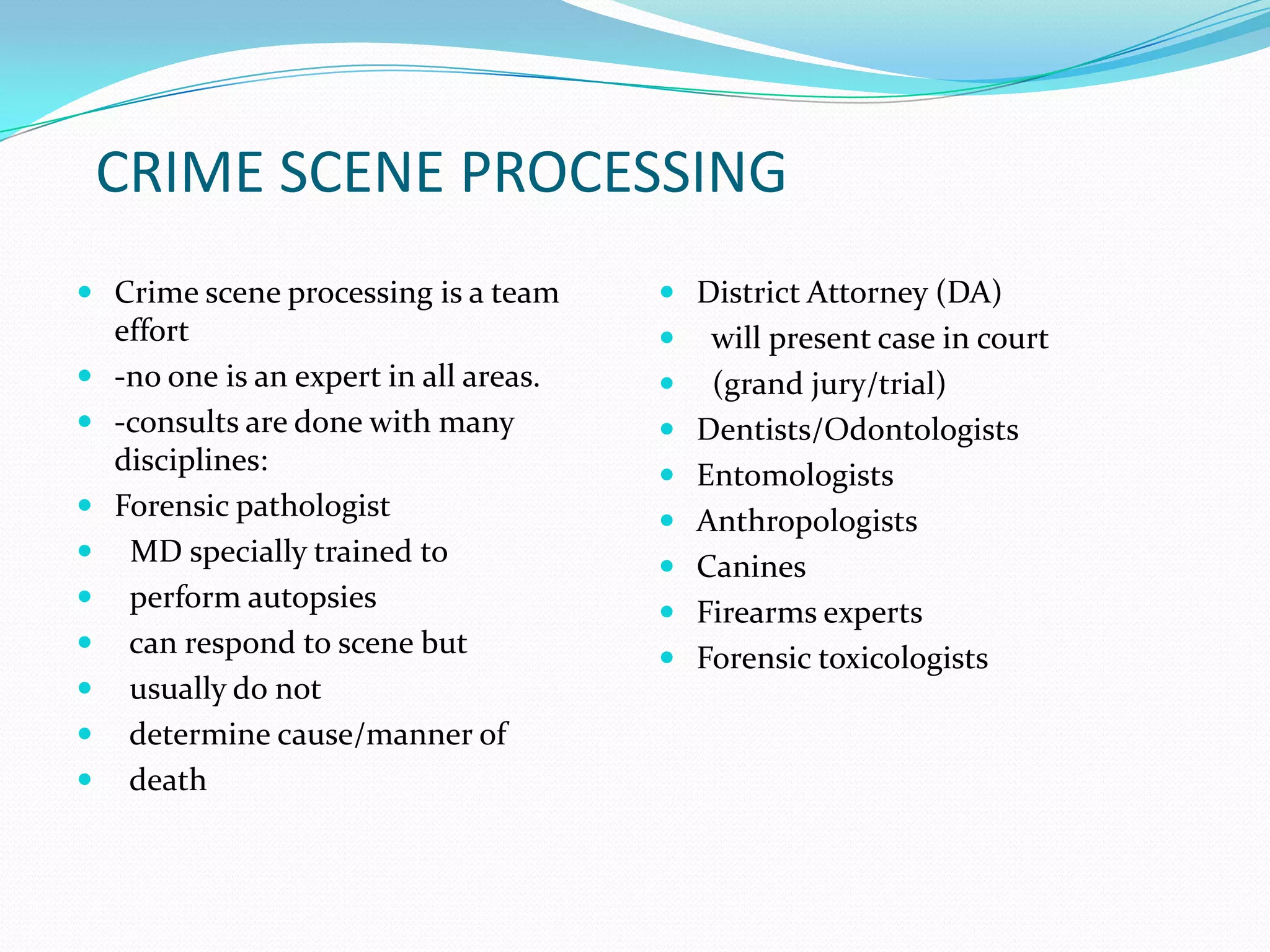 Crime Scene Processing Ol | PPT