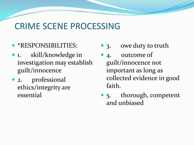 Crime Scene Processing Ol | PPTX
