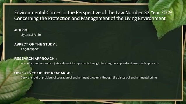 Environment Crimes.pptx | Crime & Harmful Acts to Individuals, Society ...