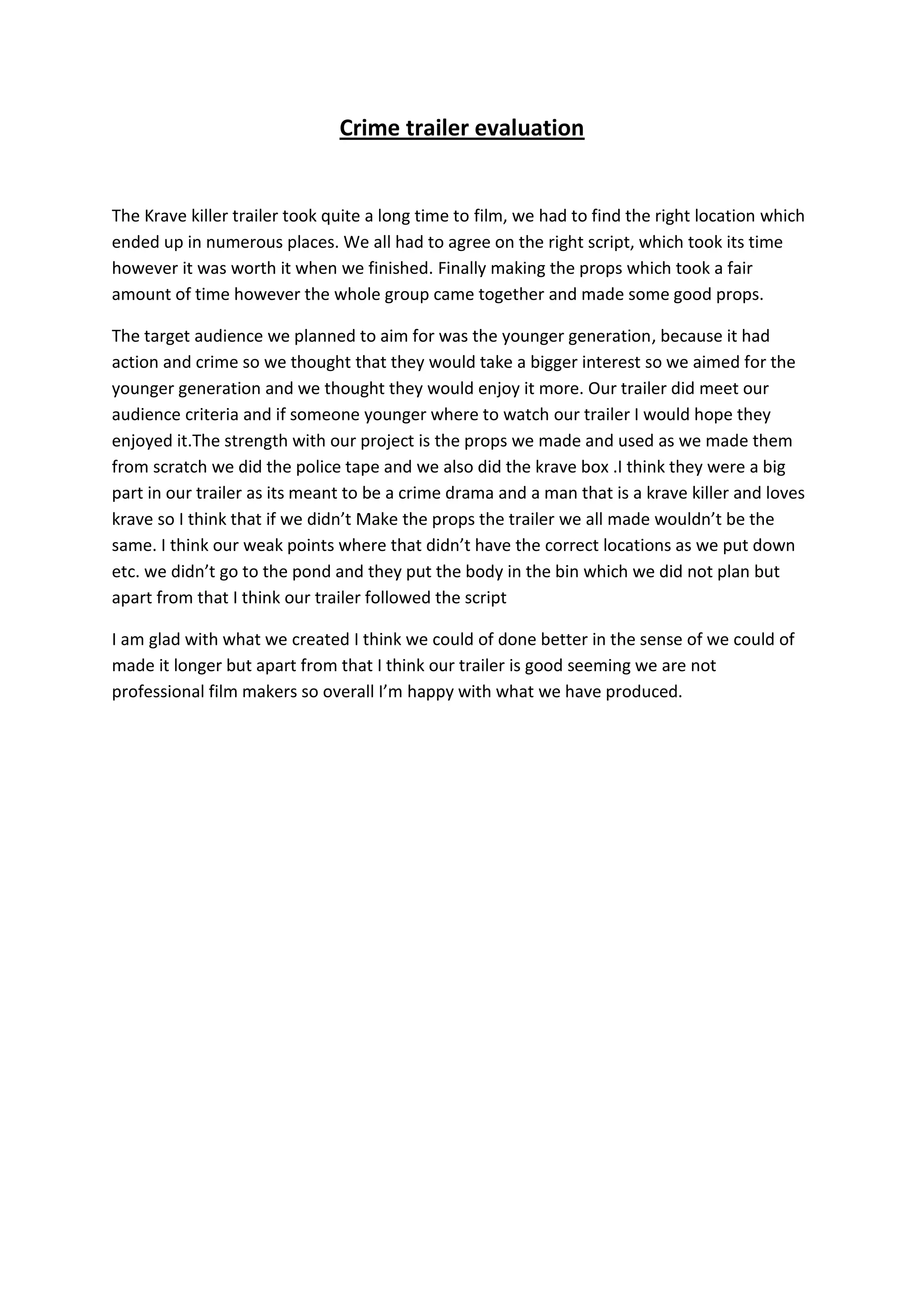 Crime trailer evaluation | DOCX