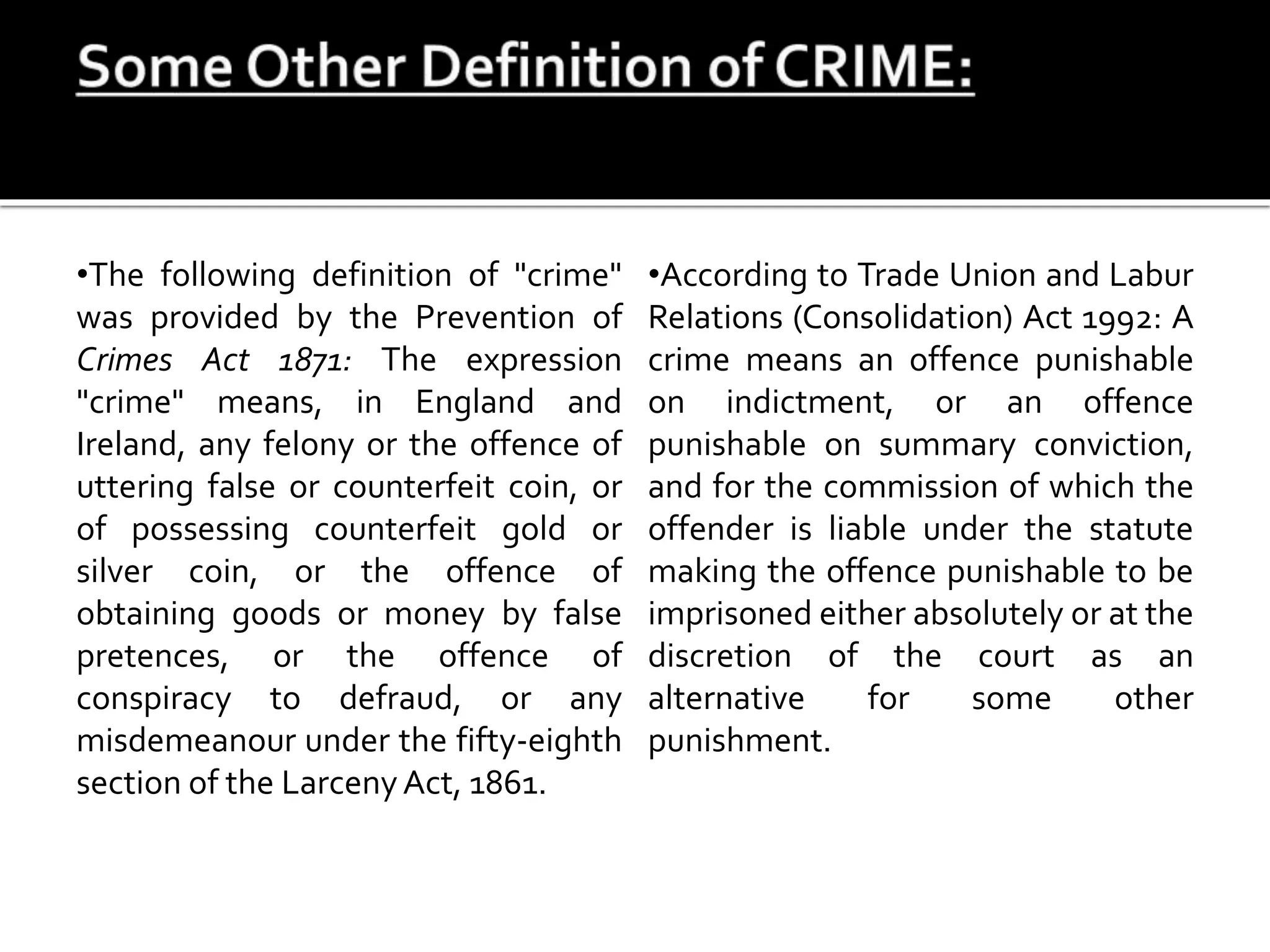 A Presentation on Crime and its classification | PPTX