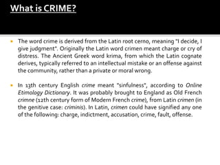 A Presentation on Crime and its classification | PPTX