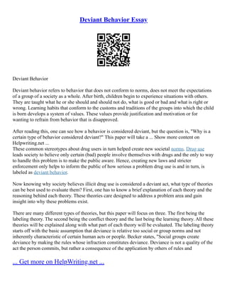 Crime Vs Deviant Behavior | PDF