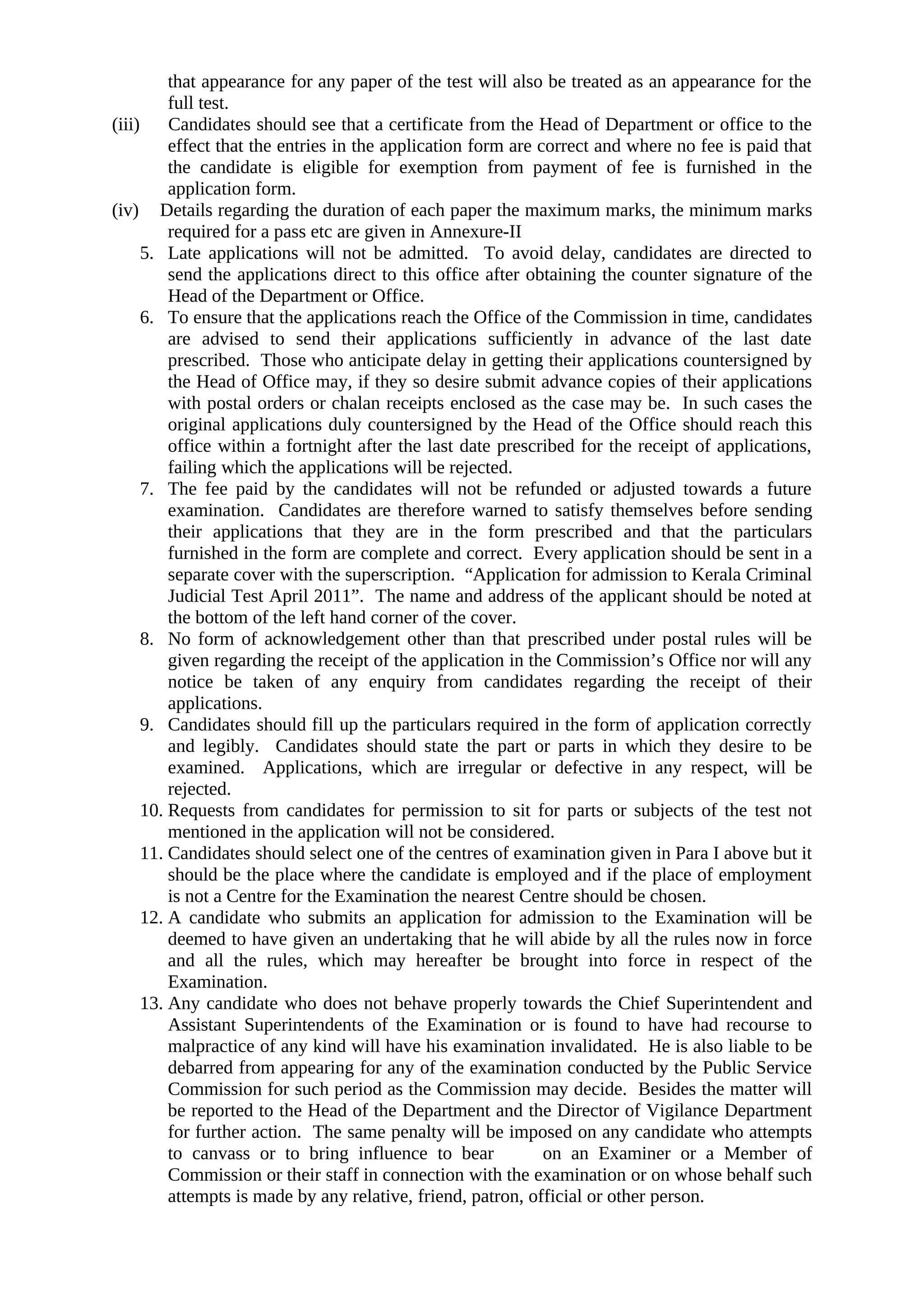 Kerala Criminal Judicial Test- Application Form. | PDF