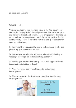 criminal assignmentWhat If . . . You are a detective | DOCX