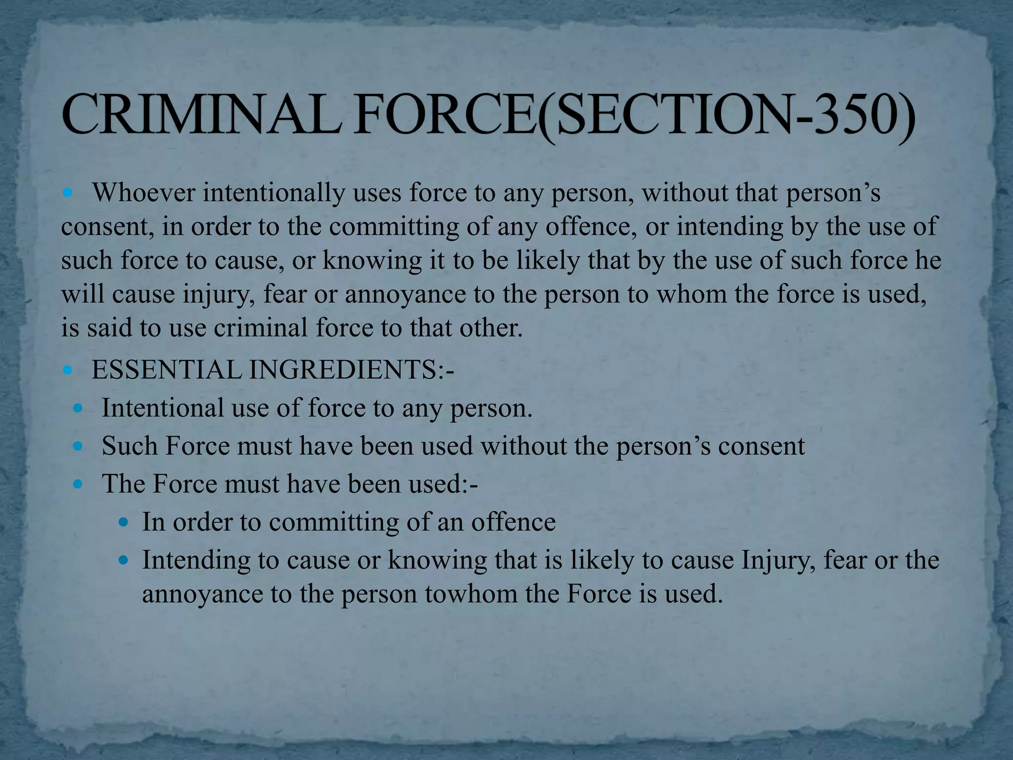 Criminal force and assault | PPT