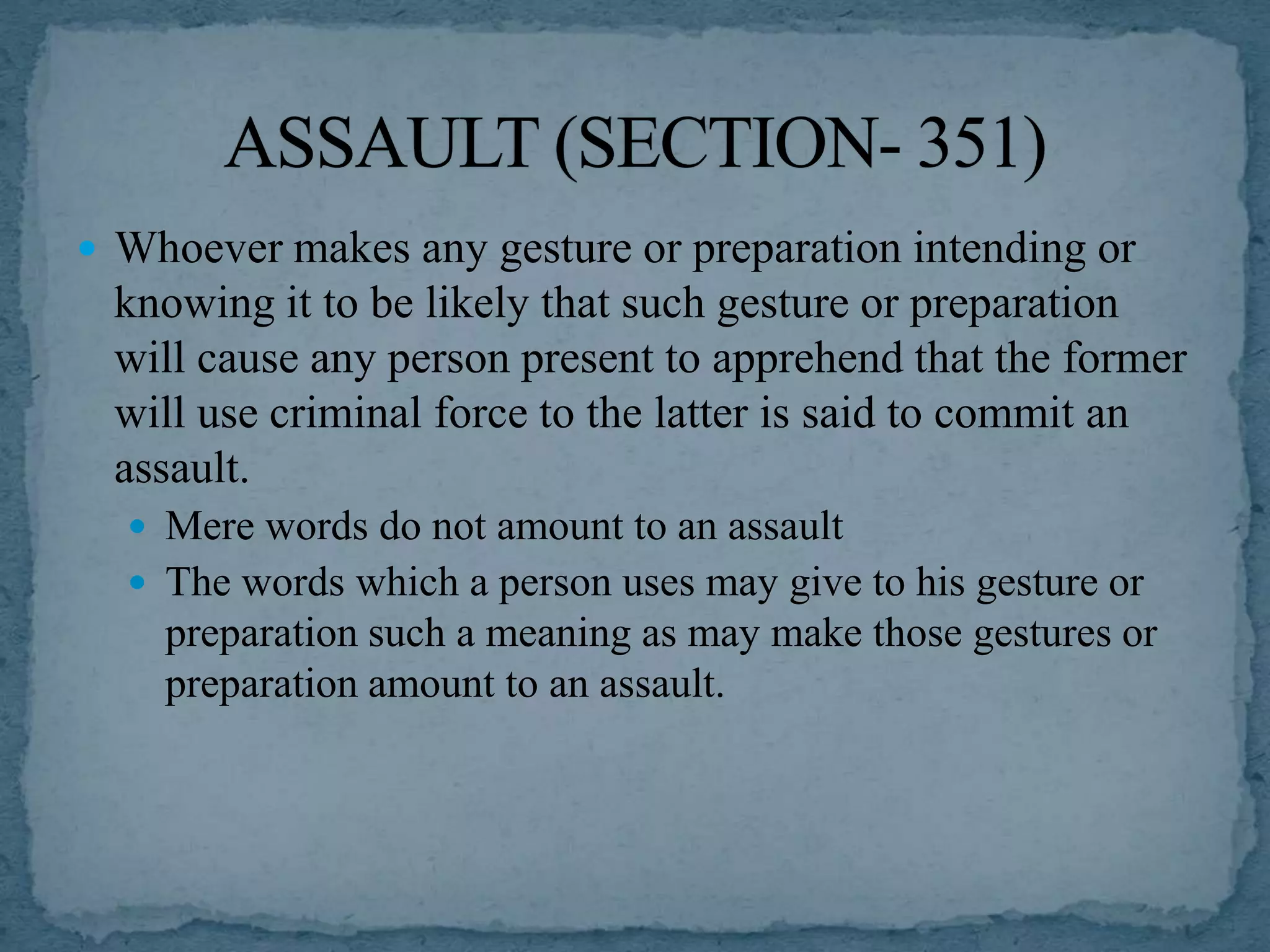 Criminal force and assault | PPT