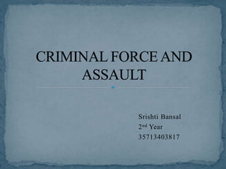 Criminal force and assault | PPT