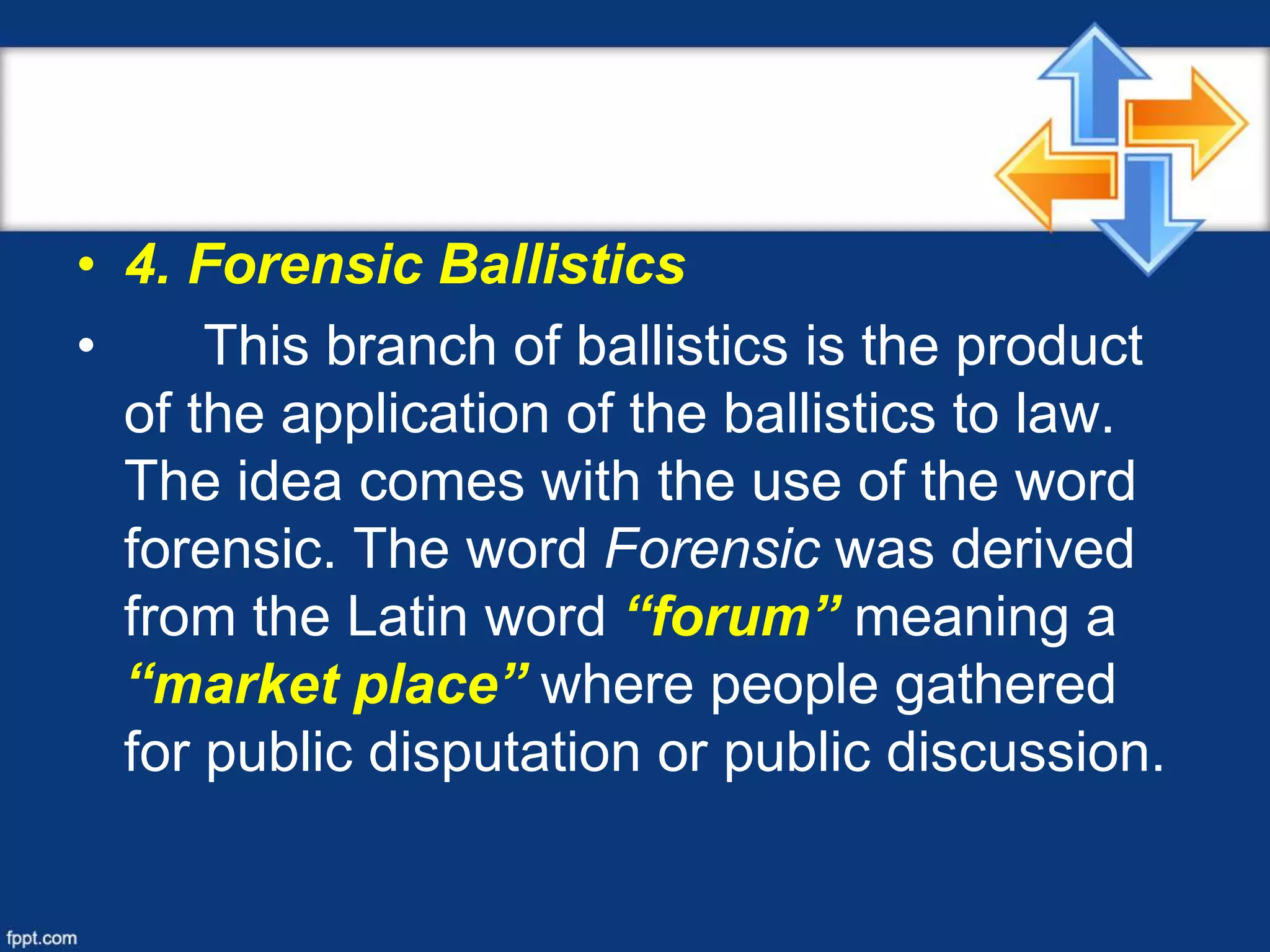 CRIMINALISTICS 3 BALLISTICS.pptx | Arms & Ammunition | Sensitive Topics