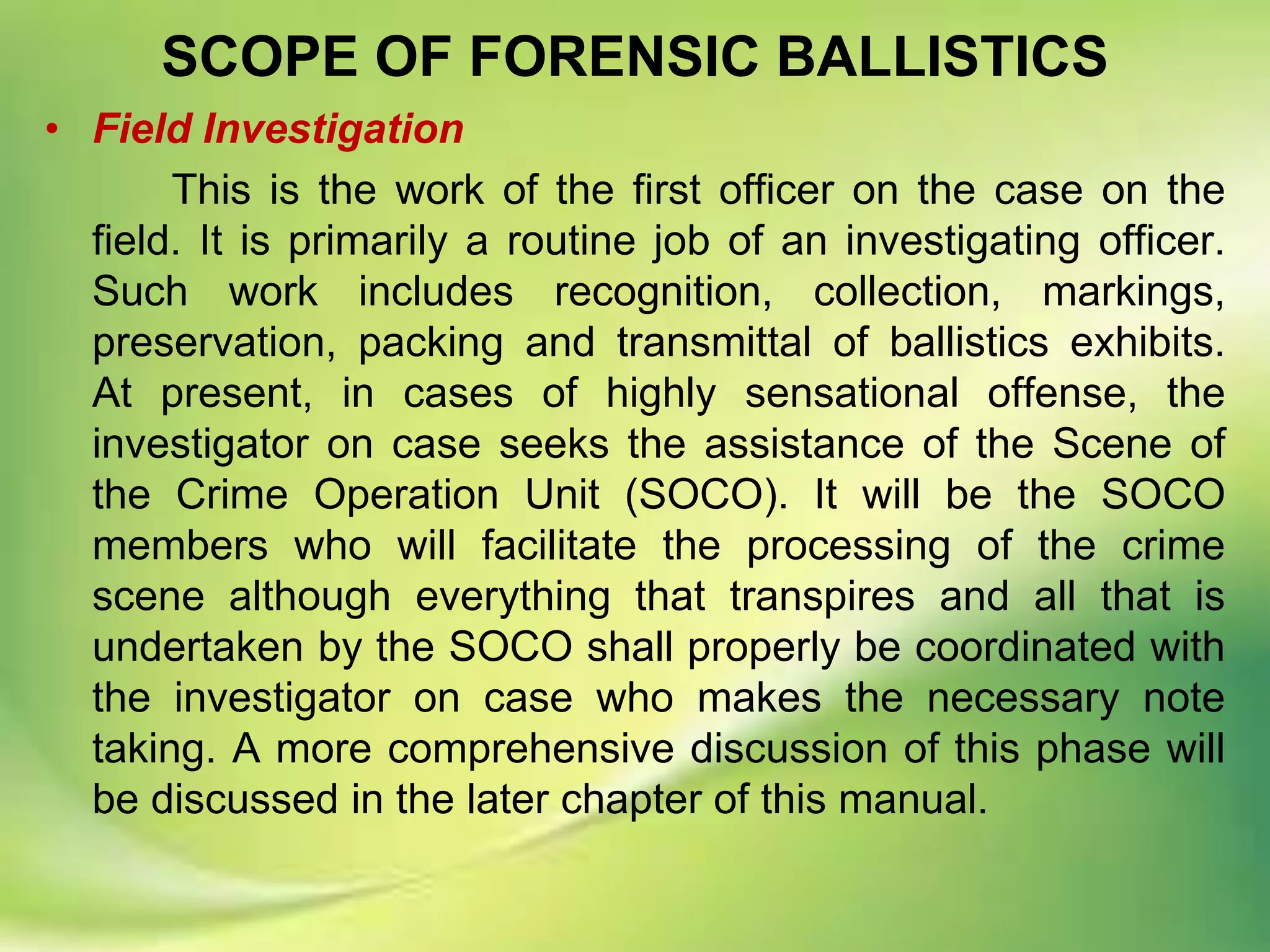 CRIMINALISTICS 3 BALLISTICS.pptx | Arms & Ammunition | Sensitive Topics