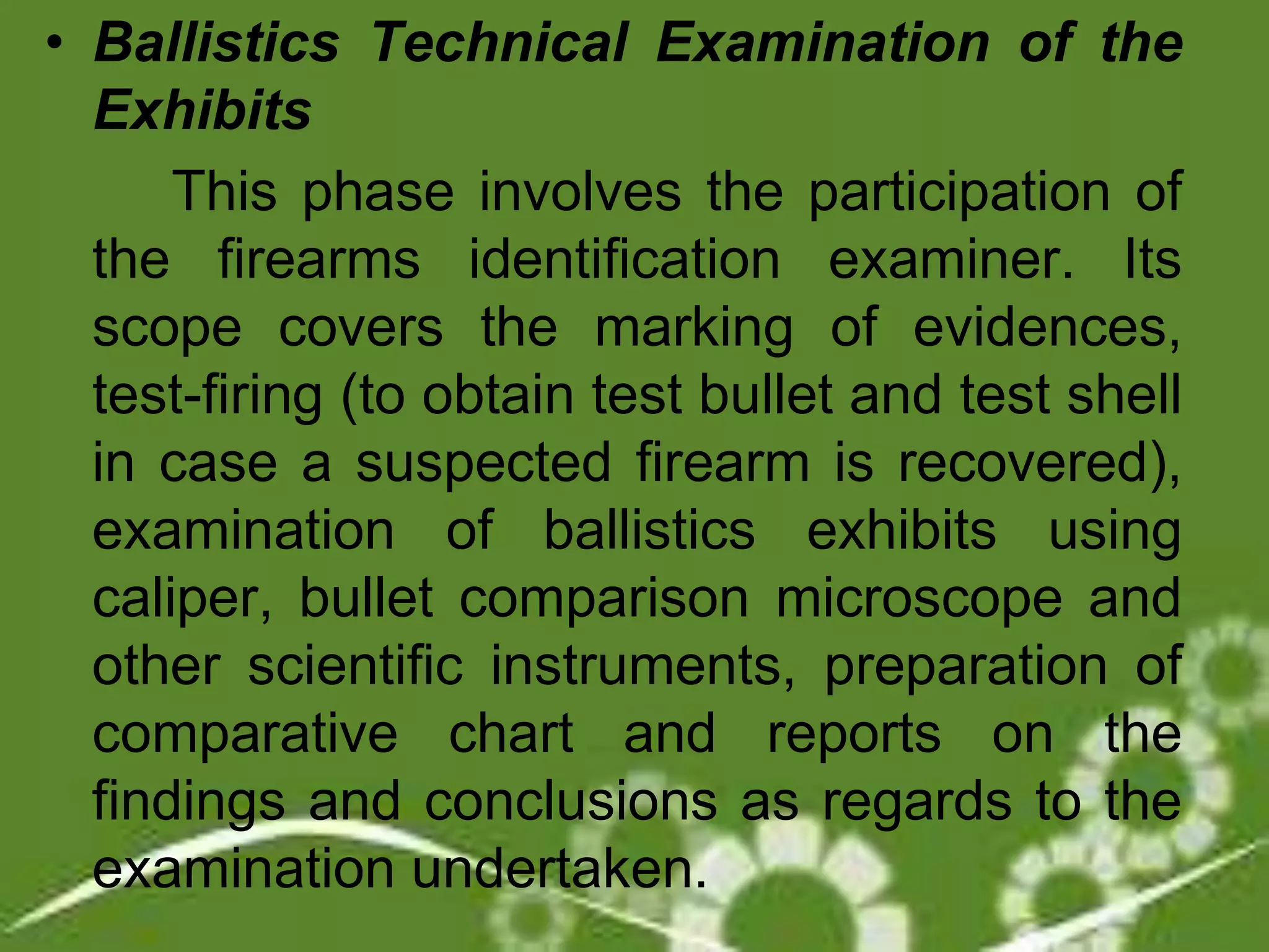 CRIMINALISTICS 3 BALLISTICS.pptx | Arms & Ammunition | Sensitive Topics