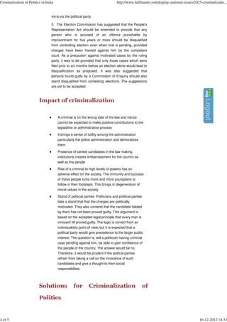 Criminalization of politics in india | PDF