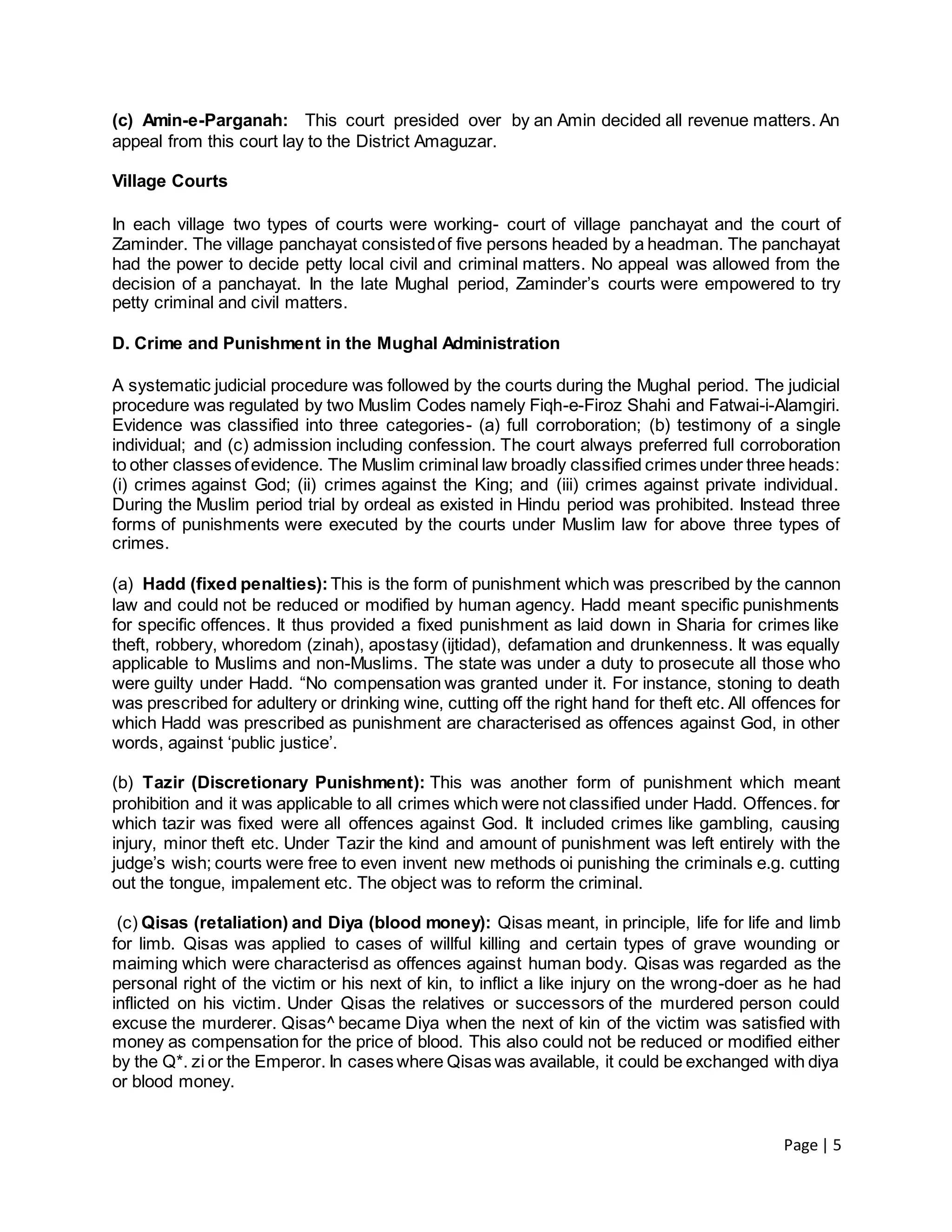 Criminal judicial system under Muslim period | DOCX