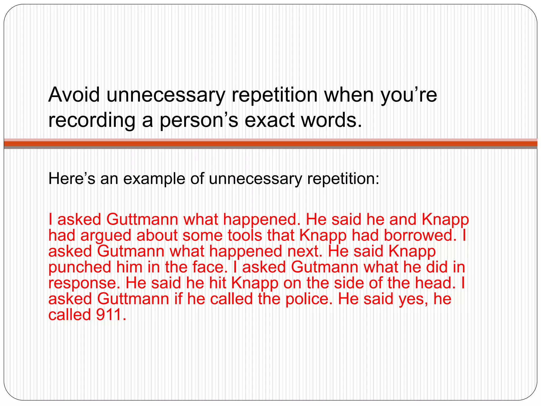 Criminal Justice 8: Quoting Exact Words | PPTX