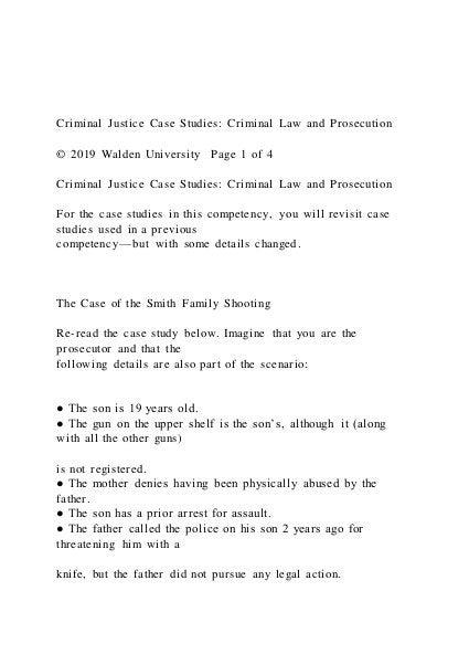 Criminal Justice Case Studies Criminal Law and Prosecution | PDF