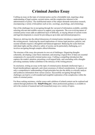 Criminal Justice Essay | PDF