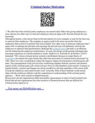 Criminal Justice Motivation | PDF