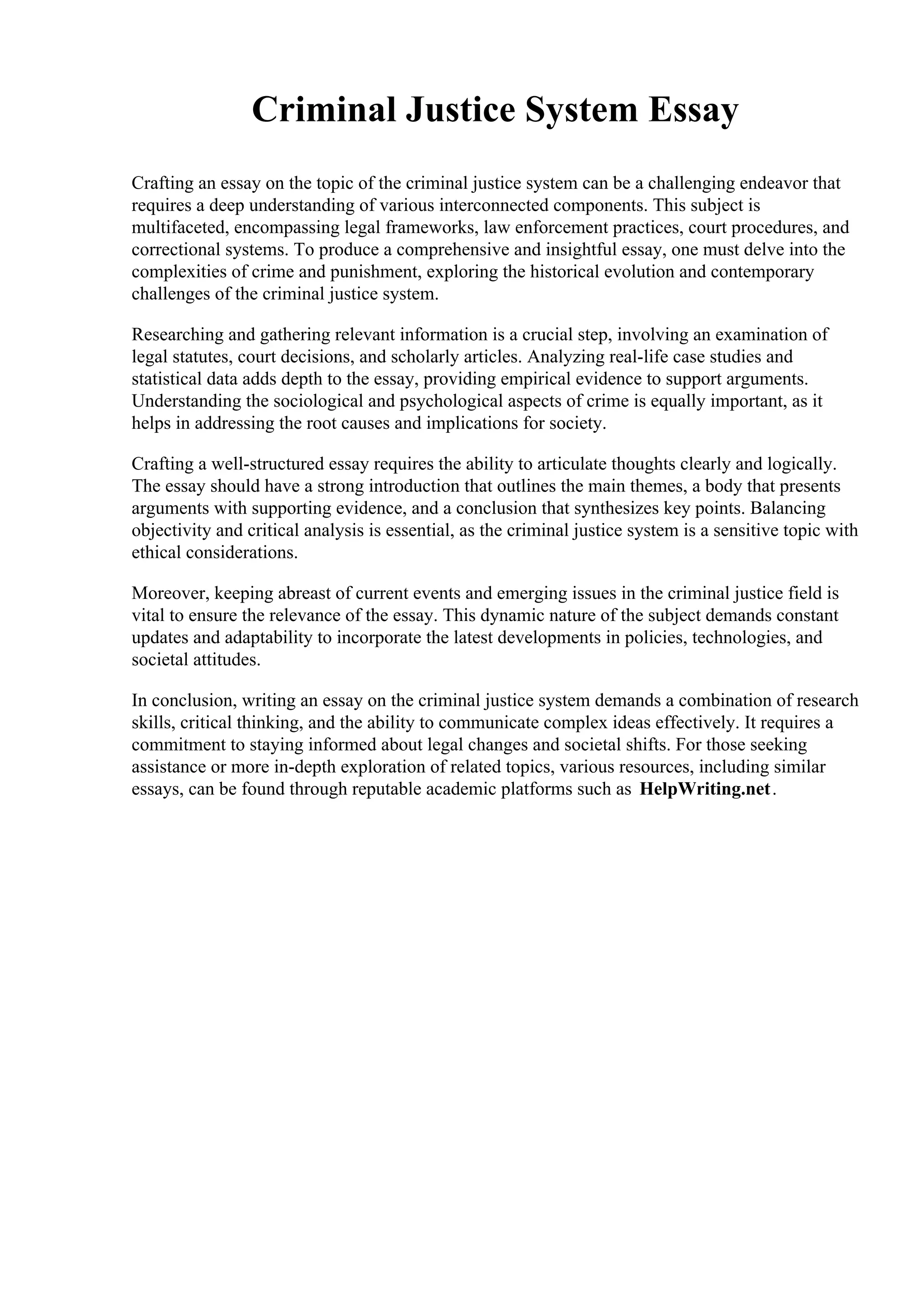 Criminal Justice System Essay | PDF