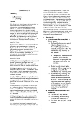 Criminal law - Cheating | DOCX