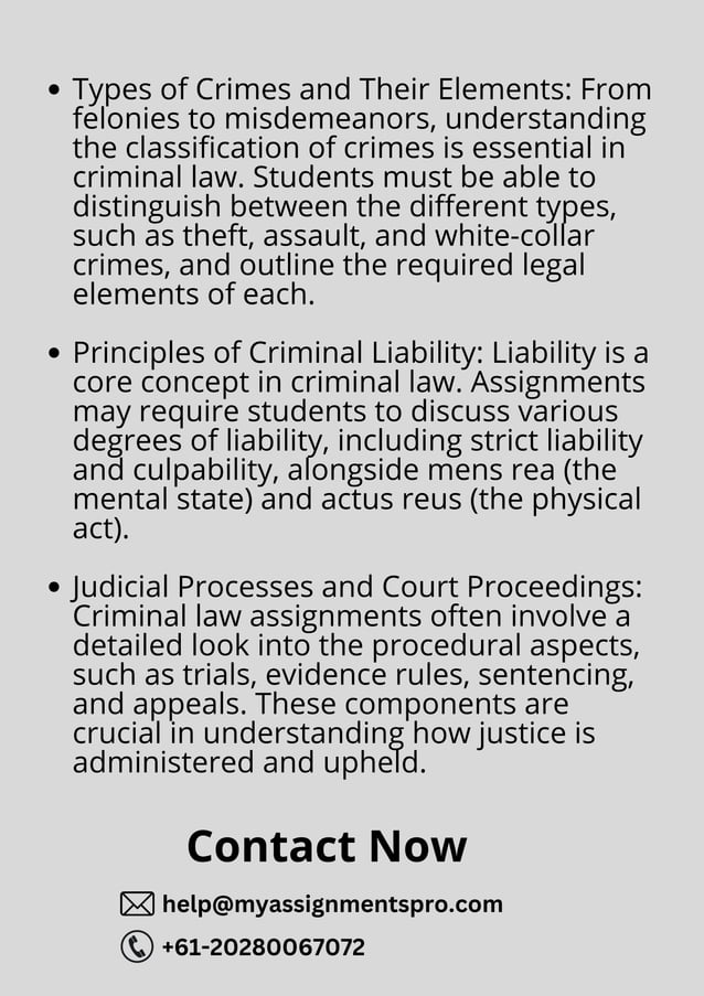 Criminal Law Assignment Help | Myassignmentpro | PDF | Crime & Harmful ...