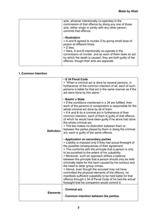 Criminal law notes - Joint liability; common intention | PDF