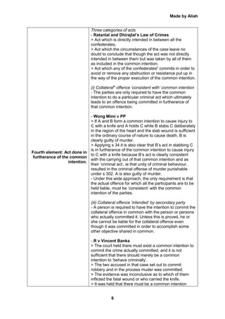 Criminal law notes - Joint liability; common intention | PDF