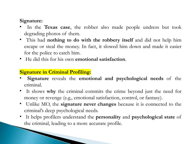 Criminal Profiling in forensic psychology pptx | PPT