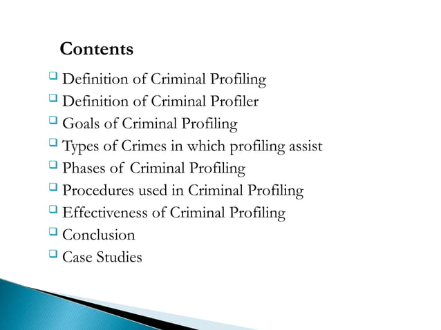 Criminal Profiling in forensic psychology pptx | PPT