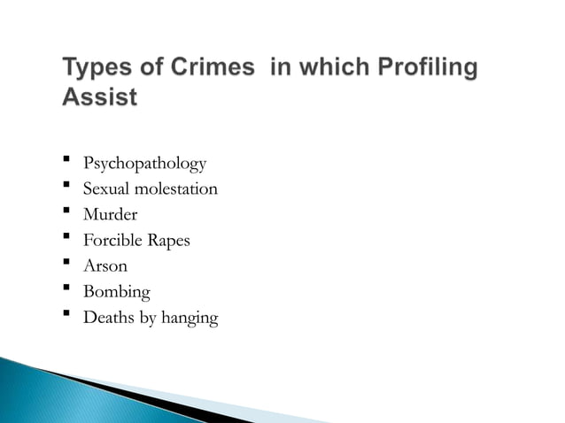 Criminal Profiling in forensic psychology pptx | PPT