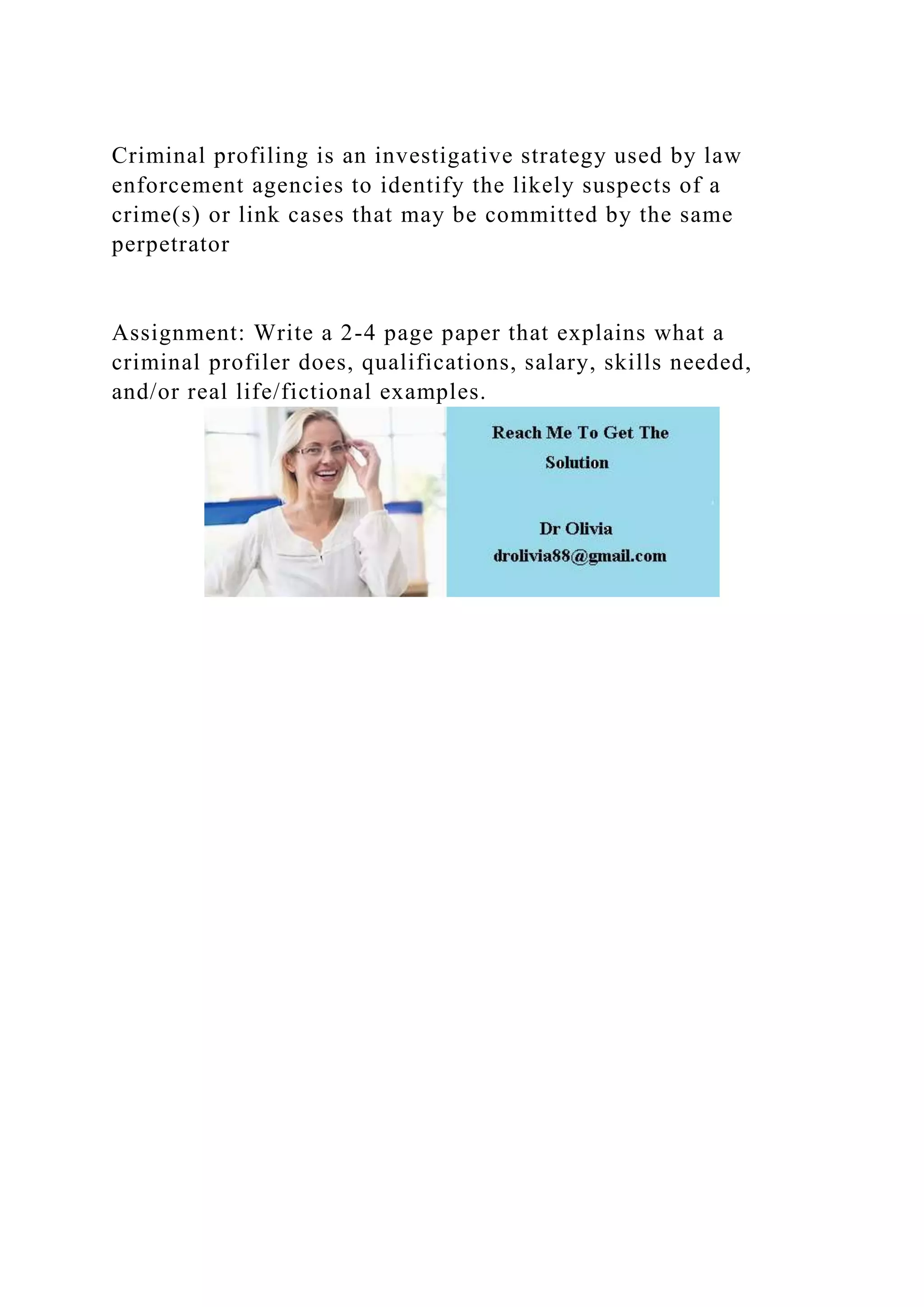 Criminal profiling is an investigative strategy used by law enforcem.docx