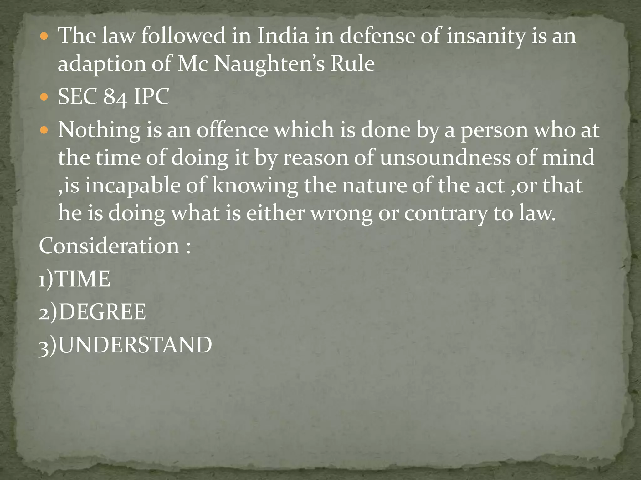 Criminal responsibility of an insane person | PPTX