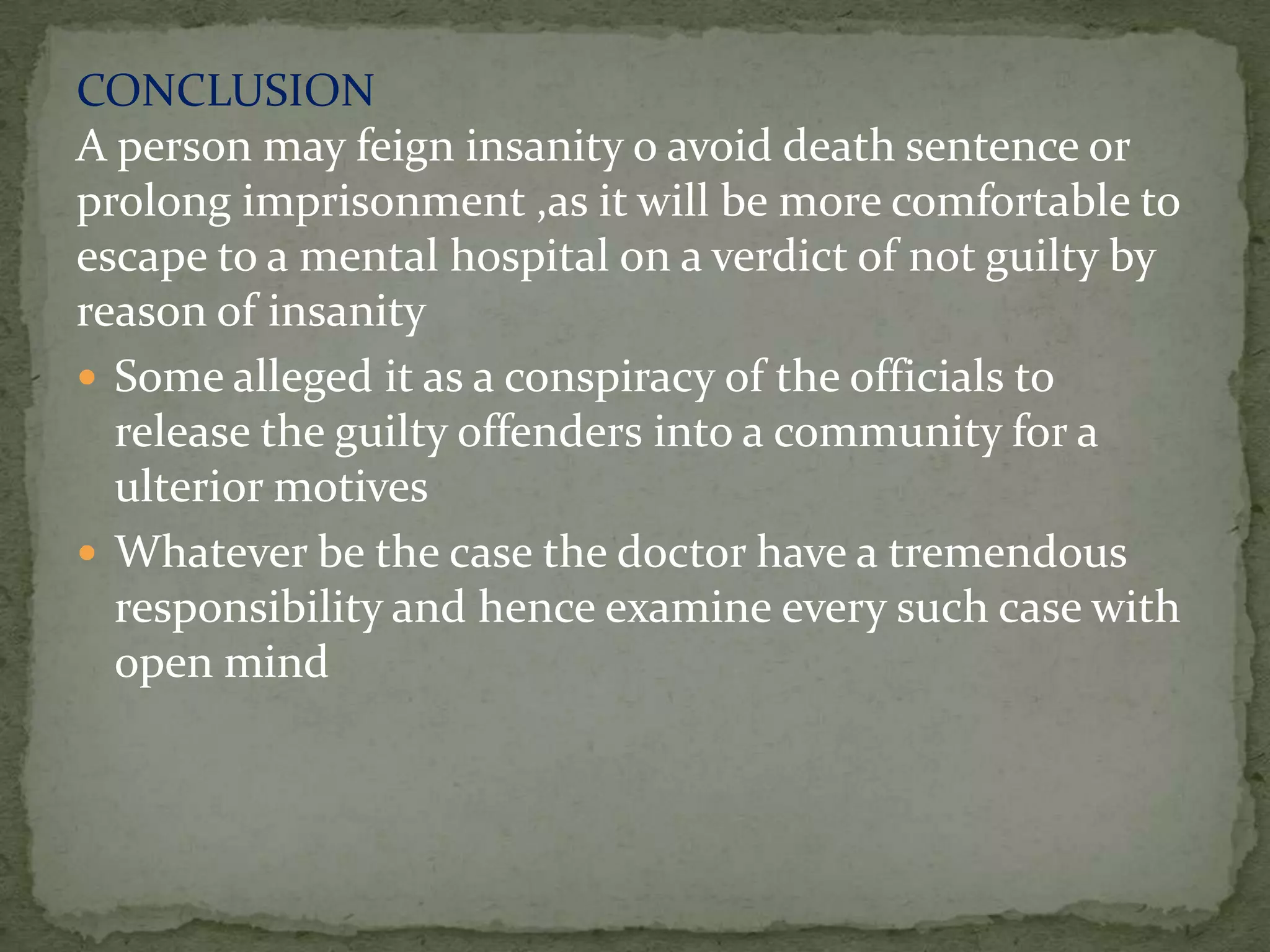 Criminal responsibility of an insane person | PPTX