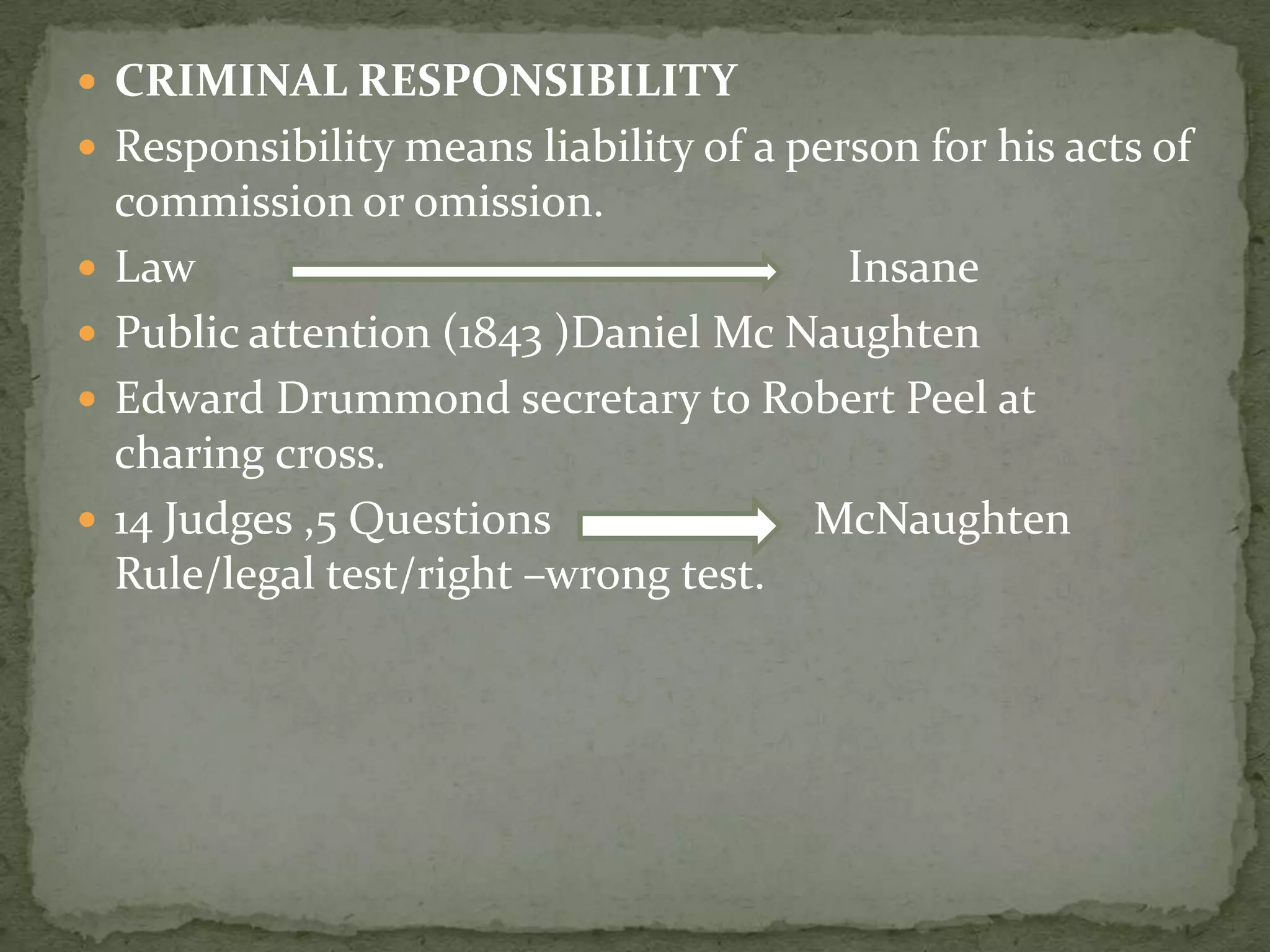 Criminal responsibility of an insane person | PPTX