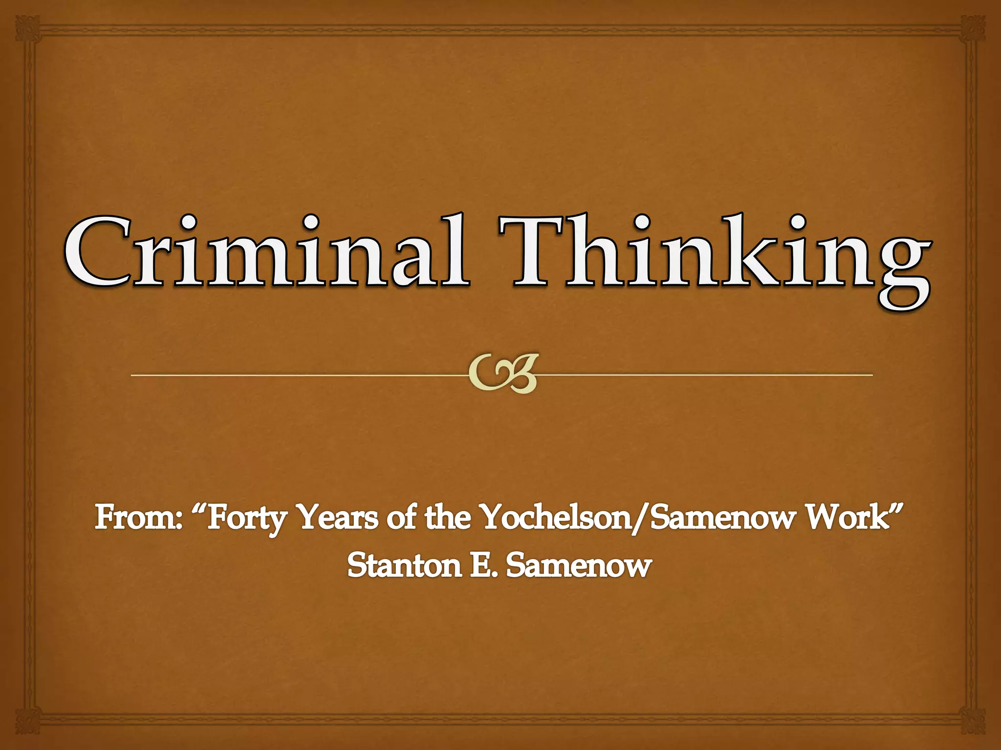 Criminal Thinking | PPTX