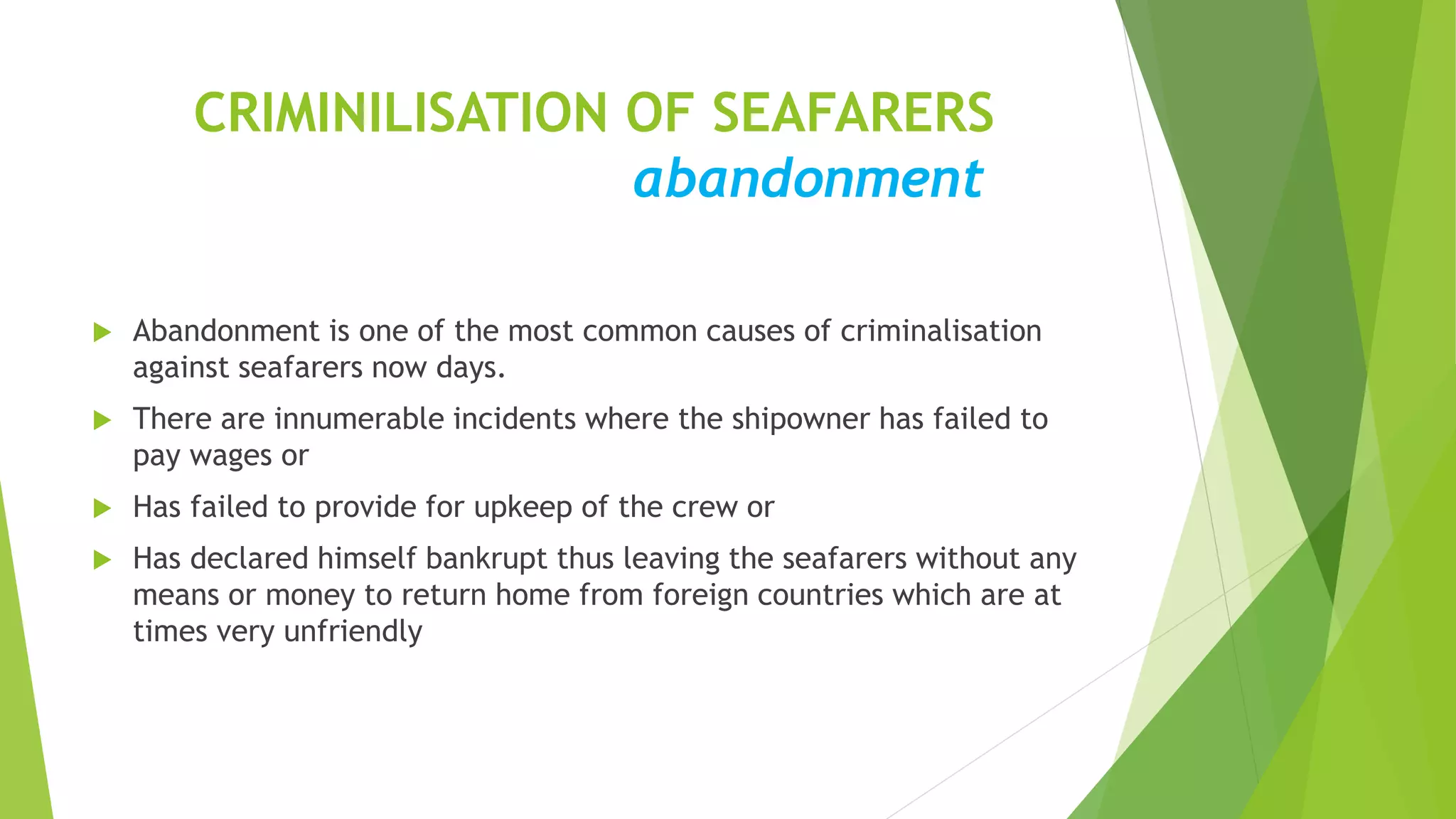 Criminilisation of seafarers | PPTX