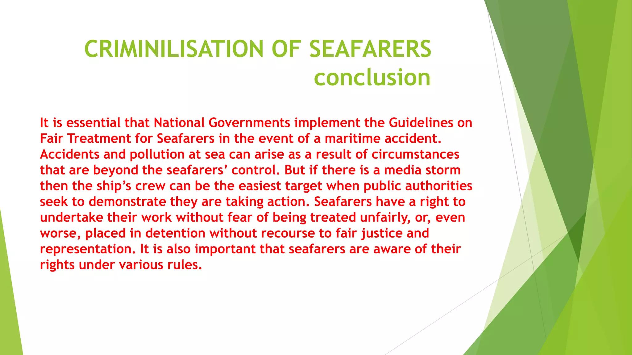 Criminilisation of seafarers | PPTX