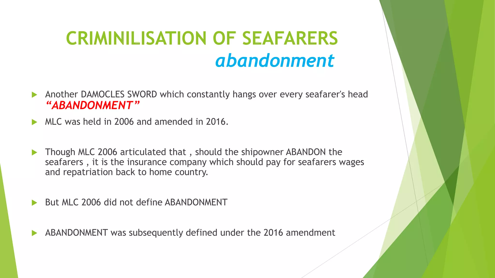 Criminilisation of seafarers | PPTX