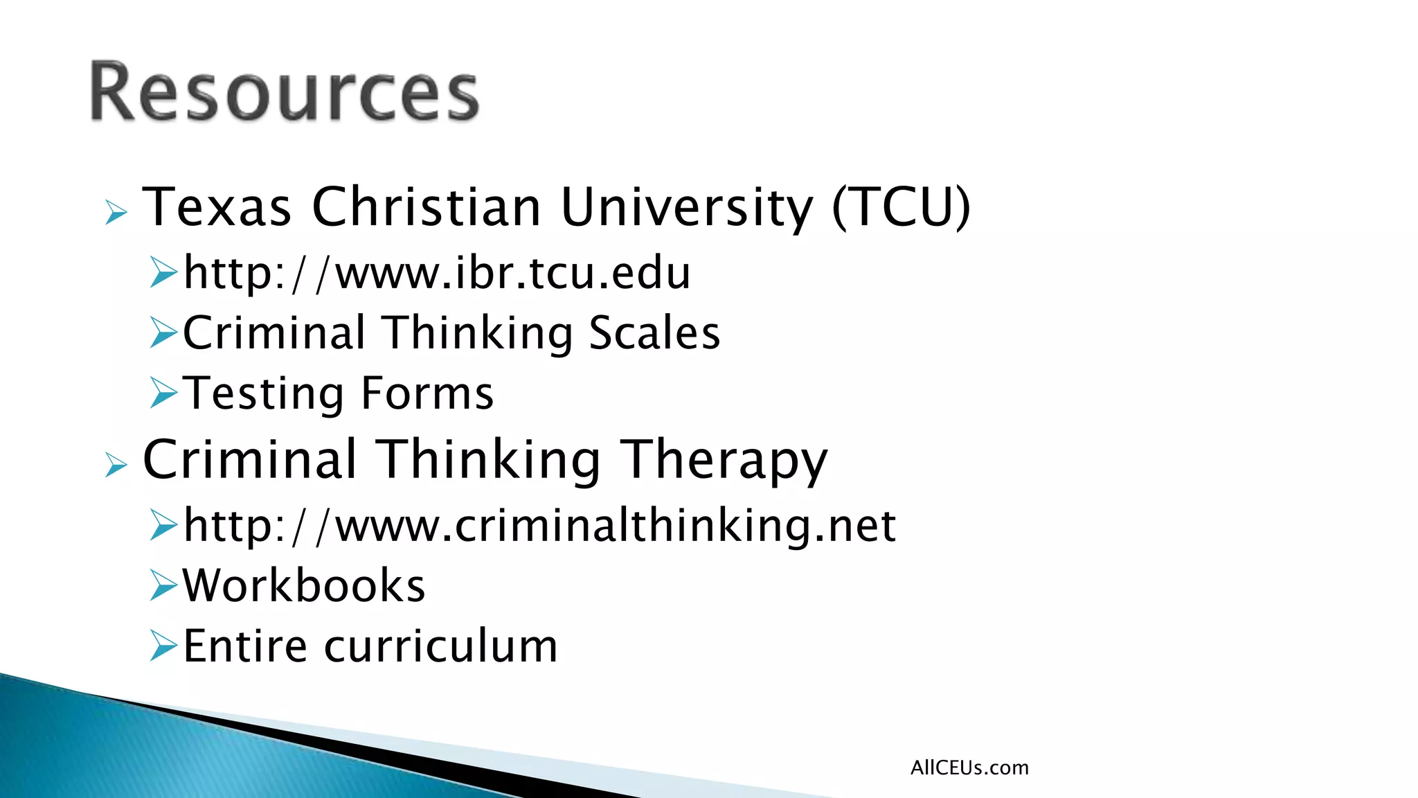 Criminogenic Thinking: Identification and Intervention | PPTX