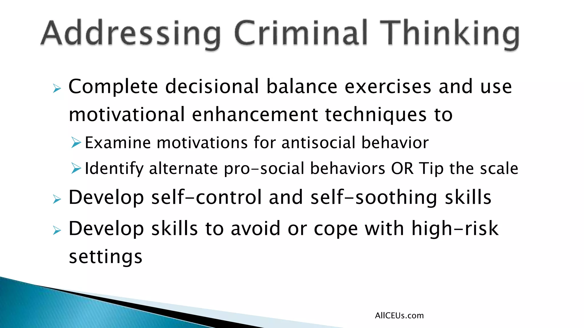 Criminogenic Thinking: Identification and Intervention | PPTX