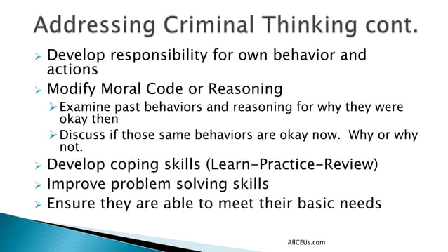 Criminogenic Thinking: Identification and Intervention | PPT