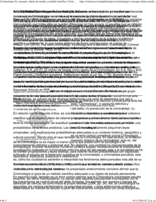Criminología i concepto objeto de estudio y entidad científica6 | PDF