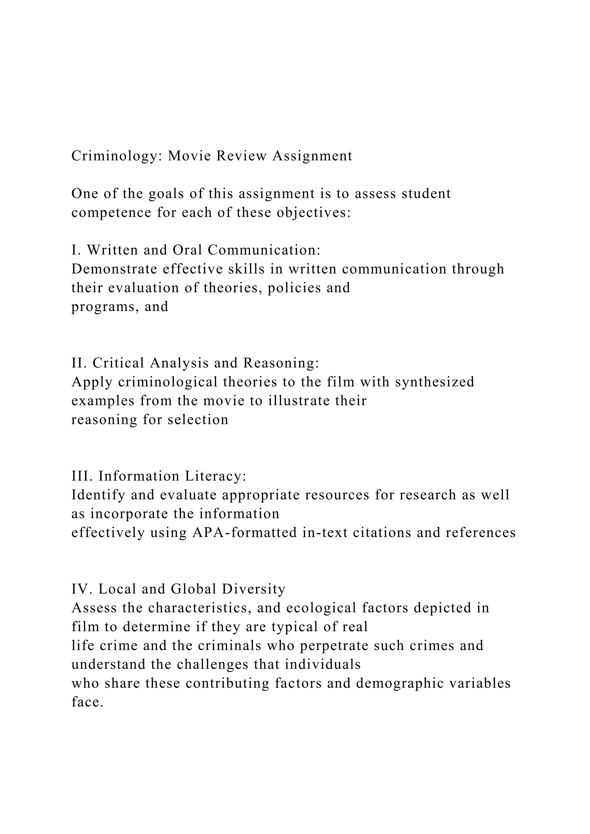 Criminology Movie Review Assignment One of the goals of t.docx