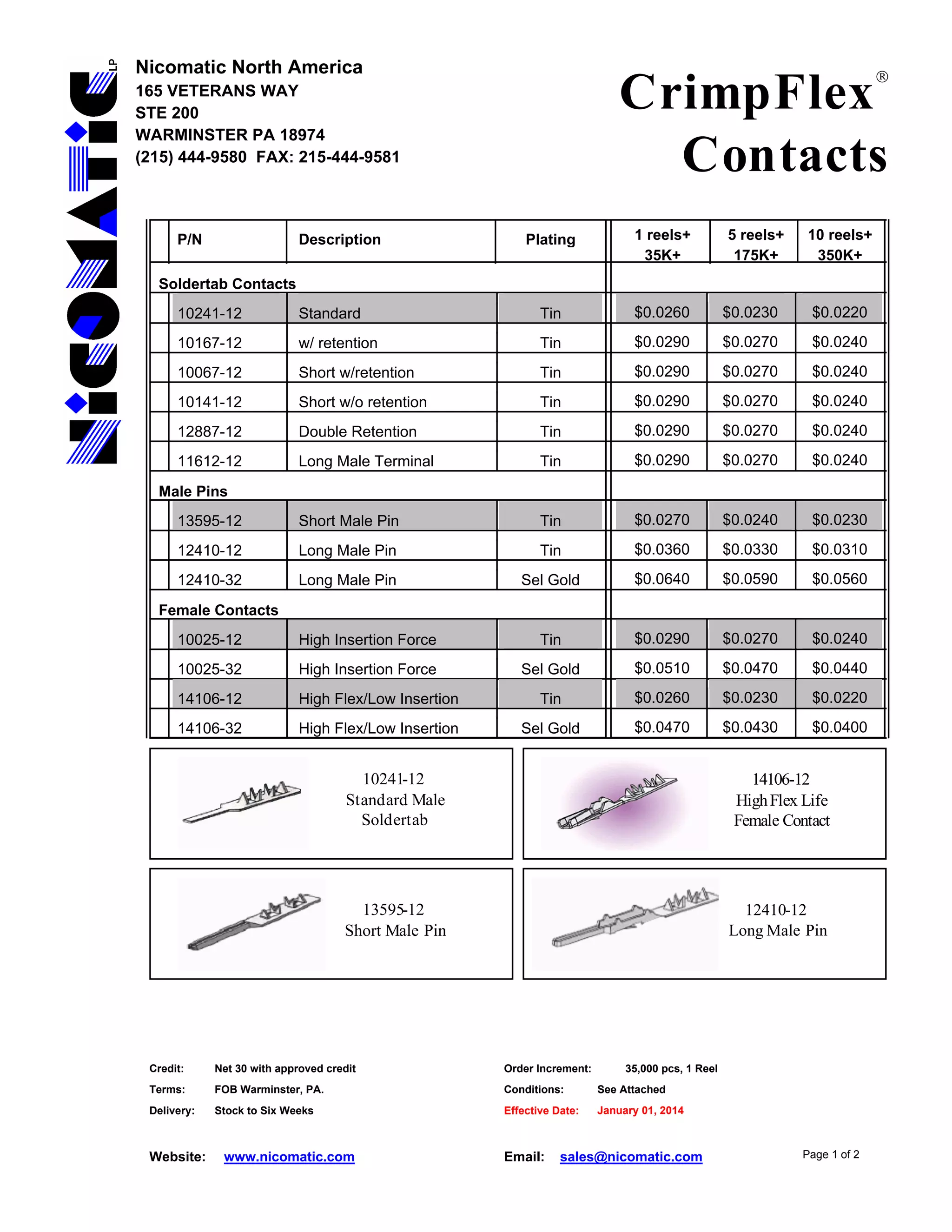 Crimpflex contacts rev 20131202 | PDF