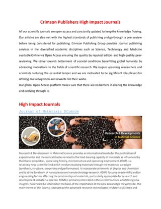 Crimson publishers high impact journals | DOCX