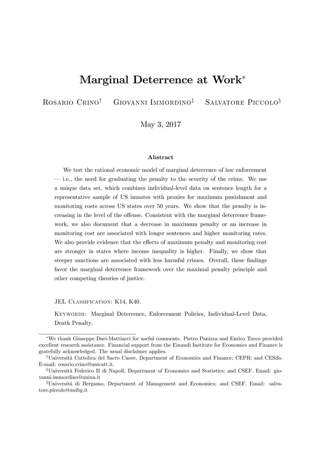 Marginal Deterrence at Work | PDF