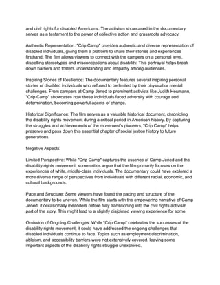 Crip Camp | PDF | Documentary | Genres