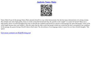 Crippled By Nancy Mairs Essays | PDF