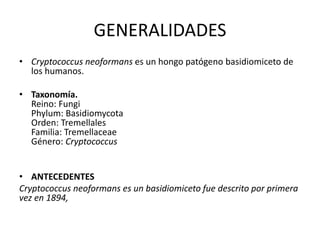 Criptococosis a nivel inmunológico | PPTX
