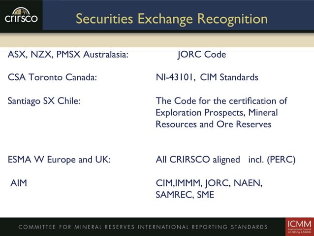 Presentation at: National Conference on Sustainable Mining and the ...